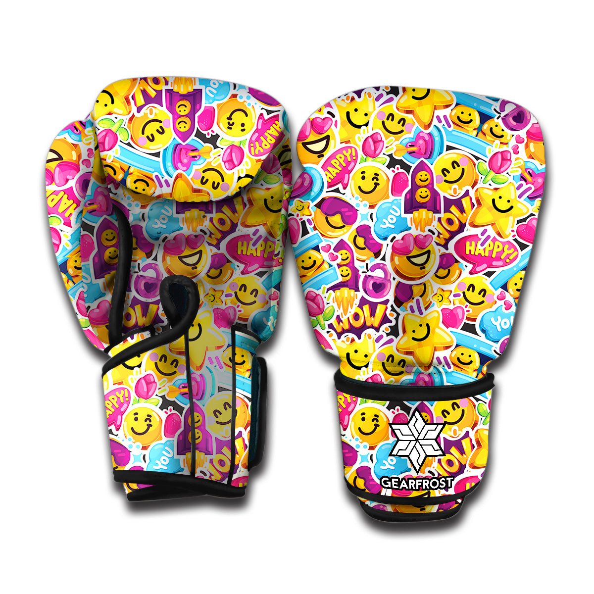 Smiley Faces Emoji Pattern Print Boxing Gloves – GearFrost