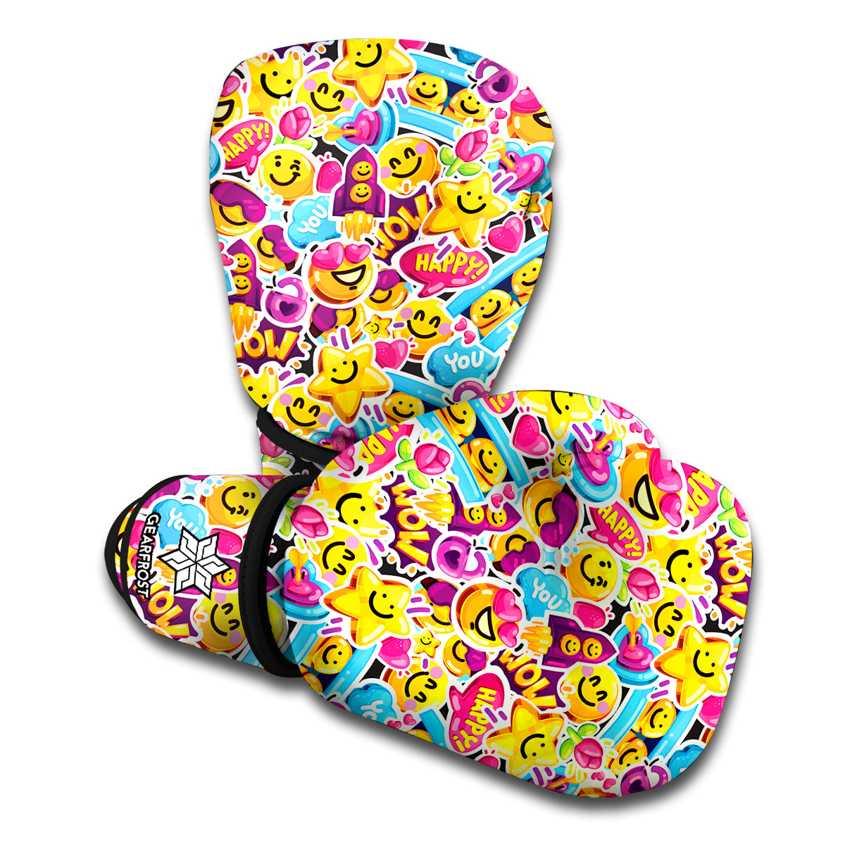 Smiley Faces Emoji Pattern Print Boxing Gloves – GearFrost