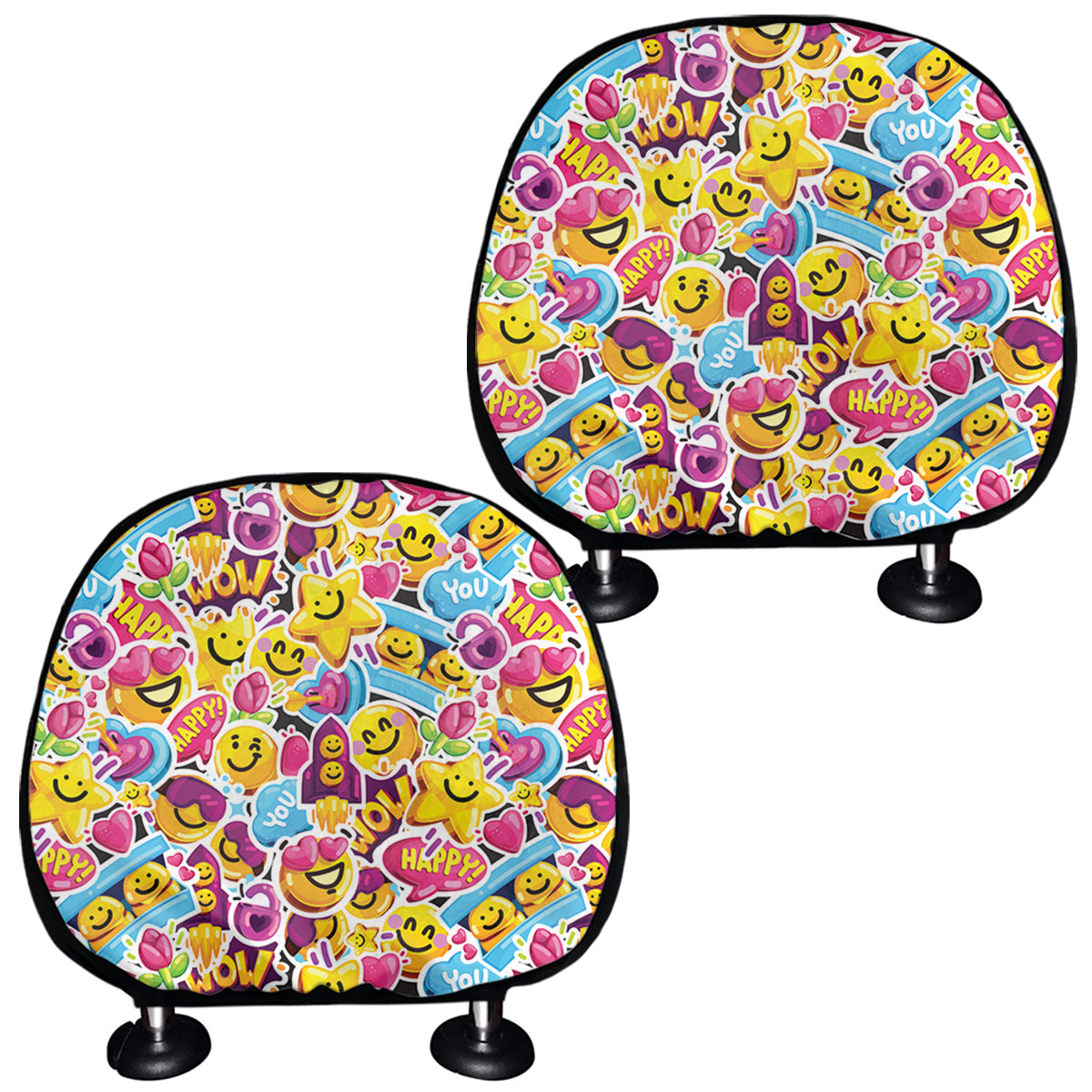 Smiley Faces Emoji Pattern Print Car Headrest Covers – GearFrost