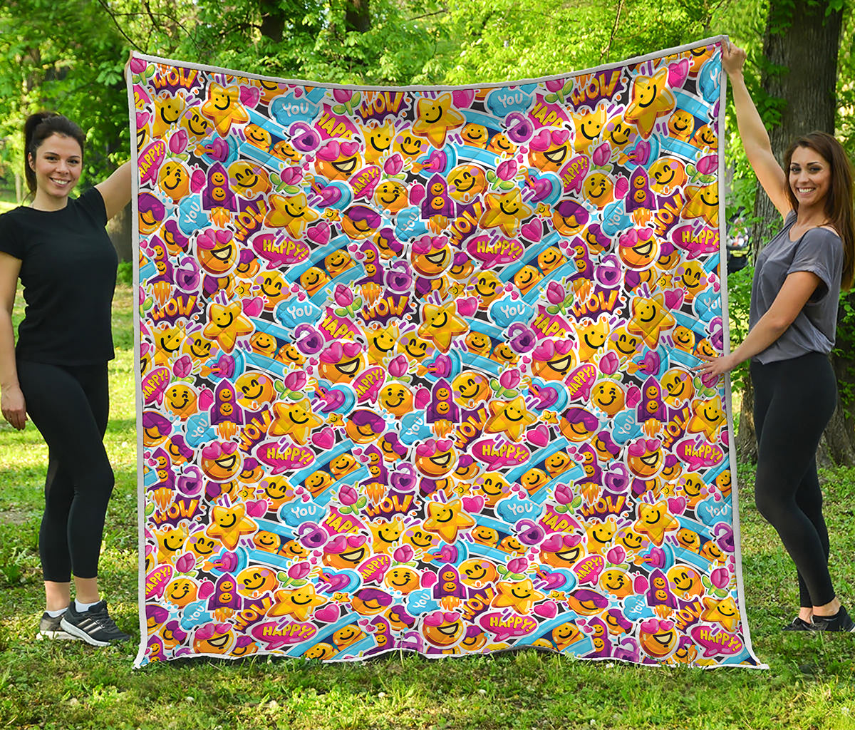 Smiley Faces Emoji Pattern Print Quilt – GearFrost