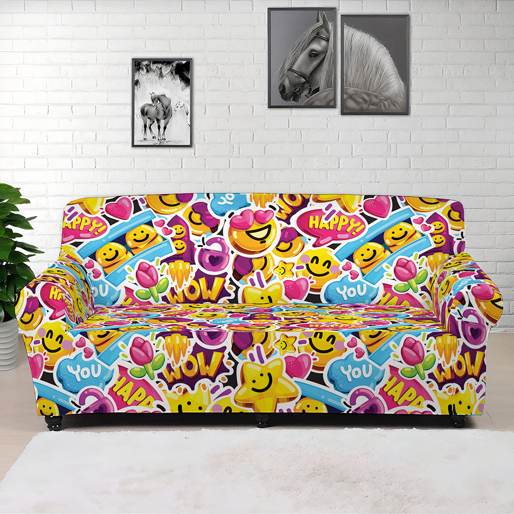 Smiley Faces Emoji Pattern Print Sofa Cover – GearFrost