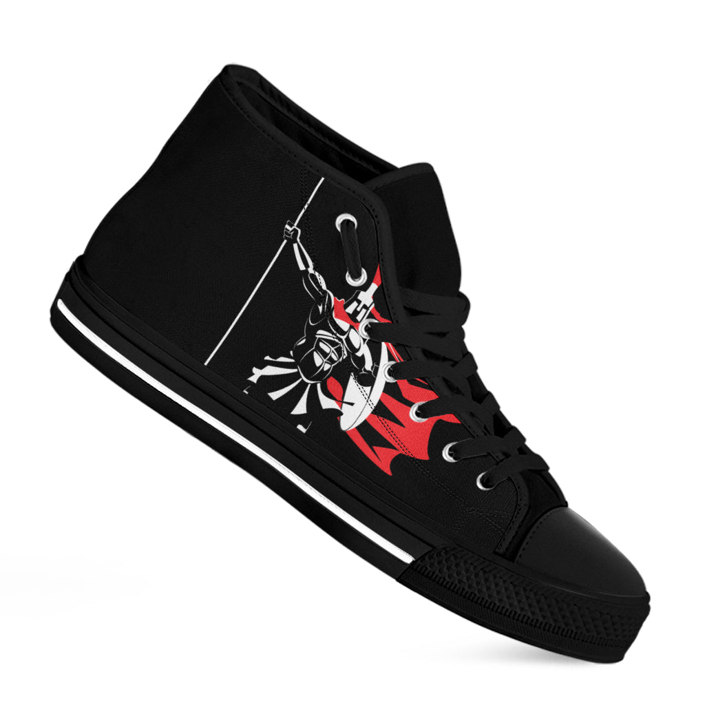 Spartan Warrior Print Black High Top Sneakers – GearFrost