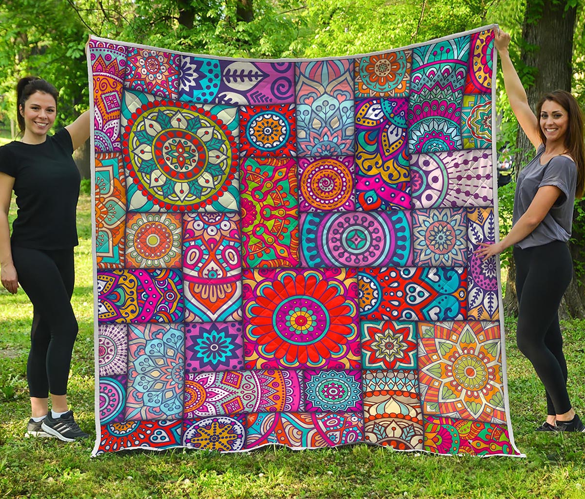 Square Bohemian Mandala Patchwork Print Quilt – GearFrost
