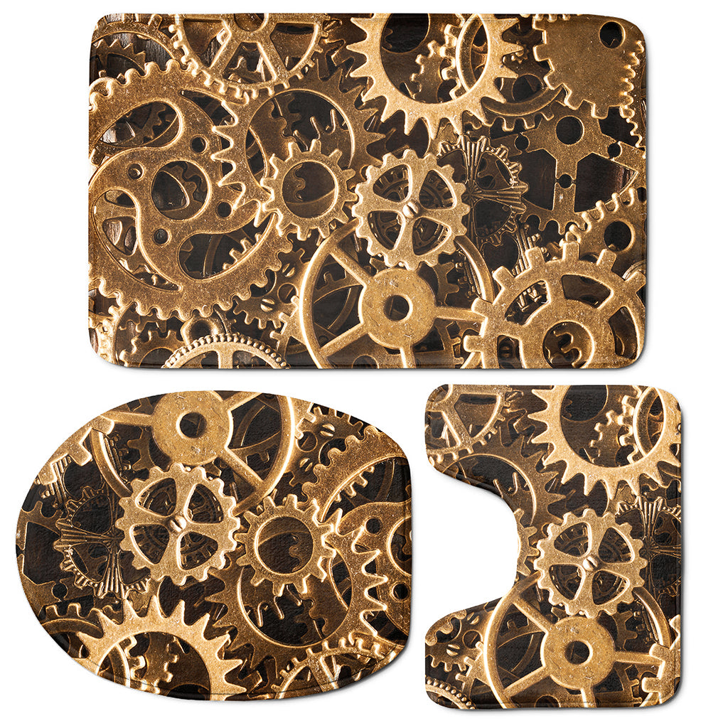 Steampunk Brass Cogs And Gears Print 3 Piece Bath Mat Set – GearFrost