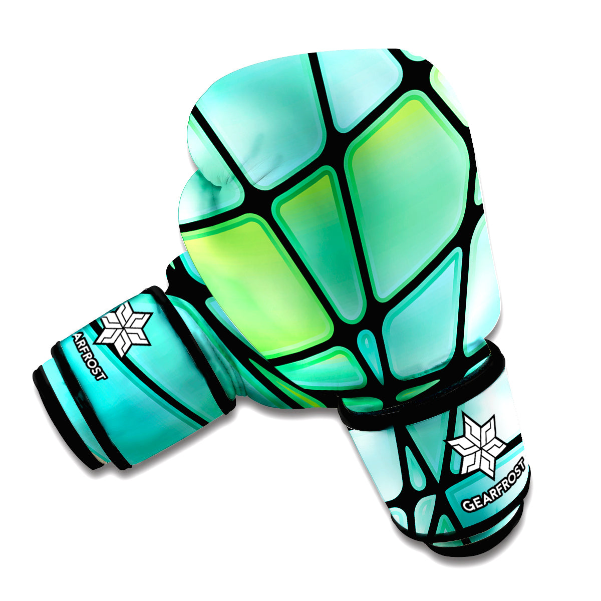 Teal Stained Glass Mosaic Print Boxing Gloves – GearFrost