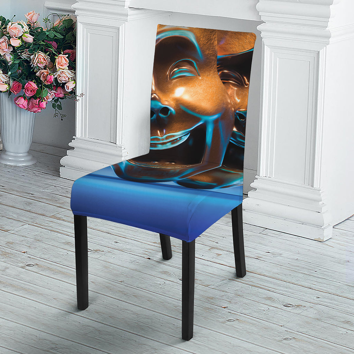 The Sock And Buskin Theatre Masks Print Dining Chair Slipcover – GearFrost