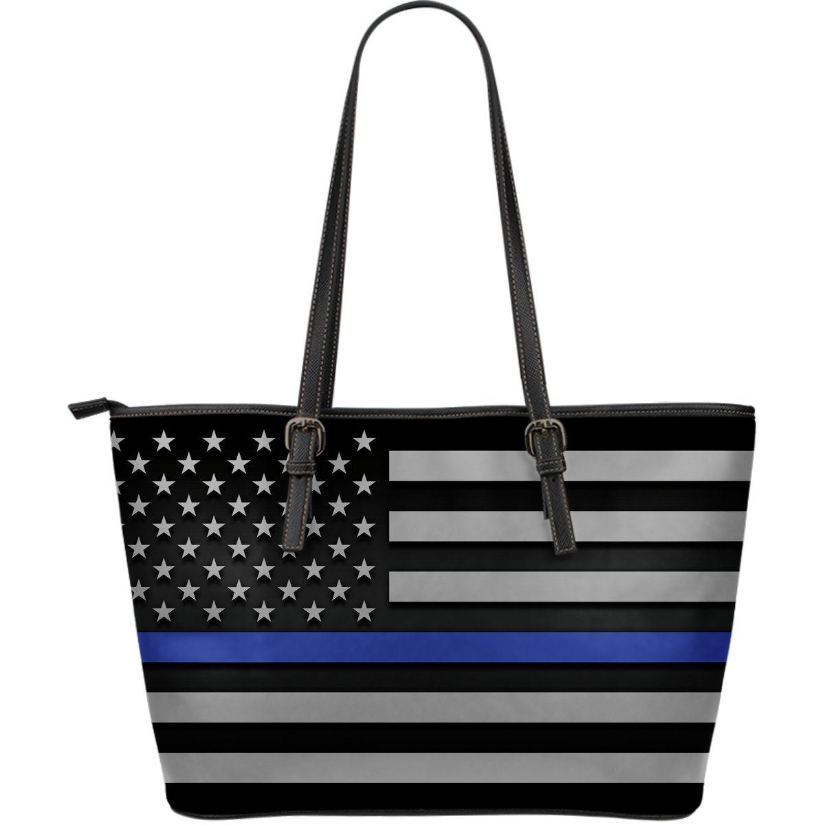 Thin Blue Line Leather Tote Bag With Zipper – GearFrost