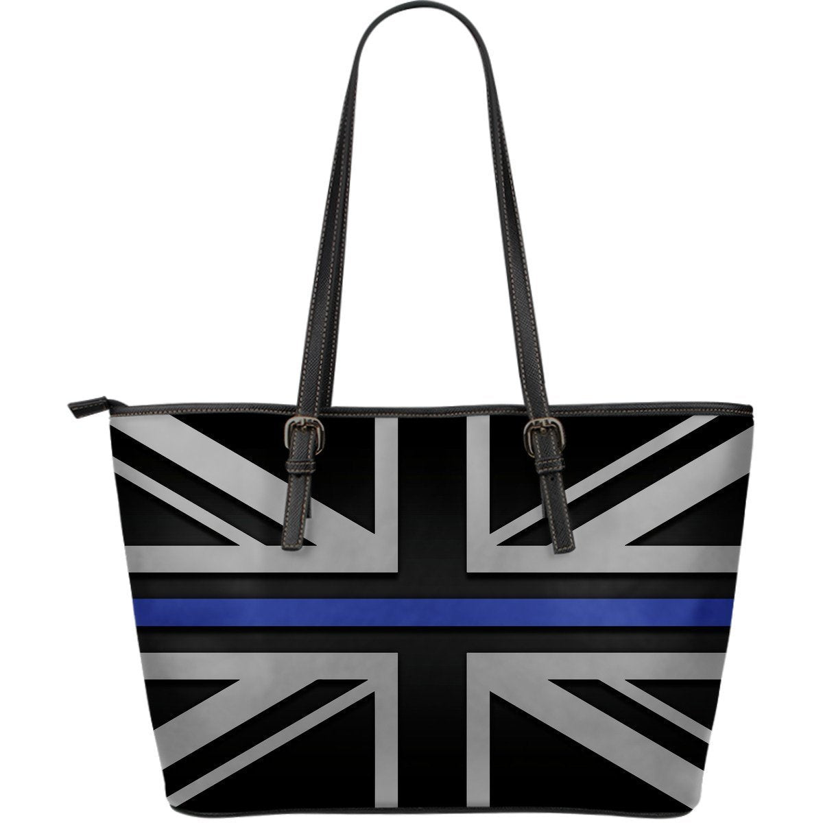 Thin Blue Line Union Jack Leather Tote Bag With Zipper – GearFrost
