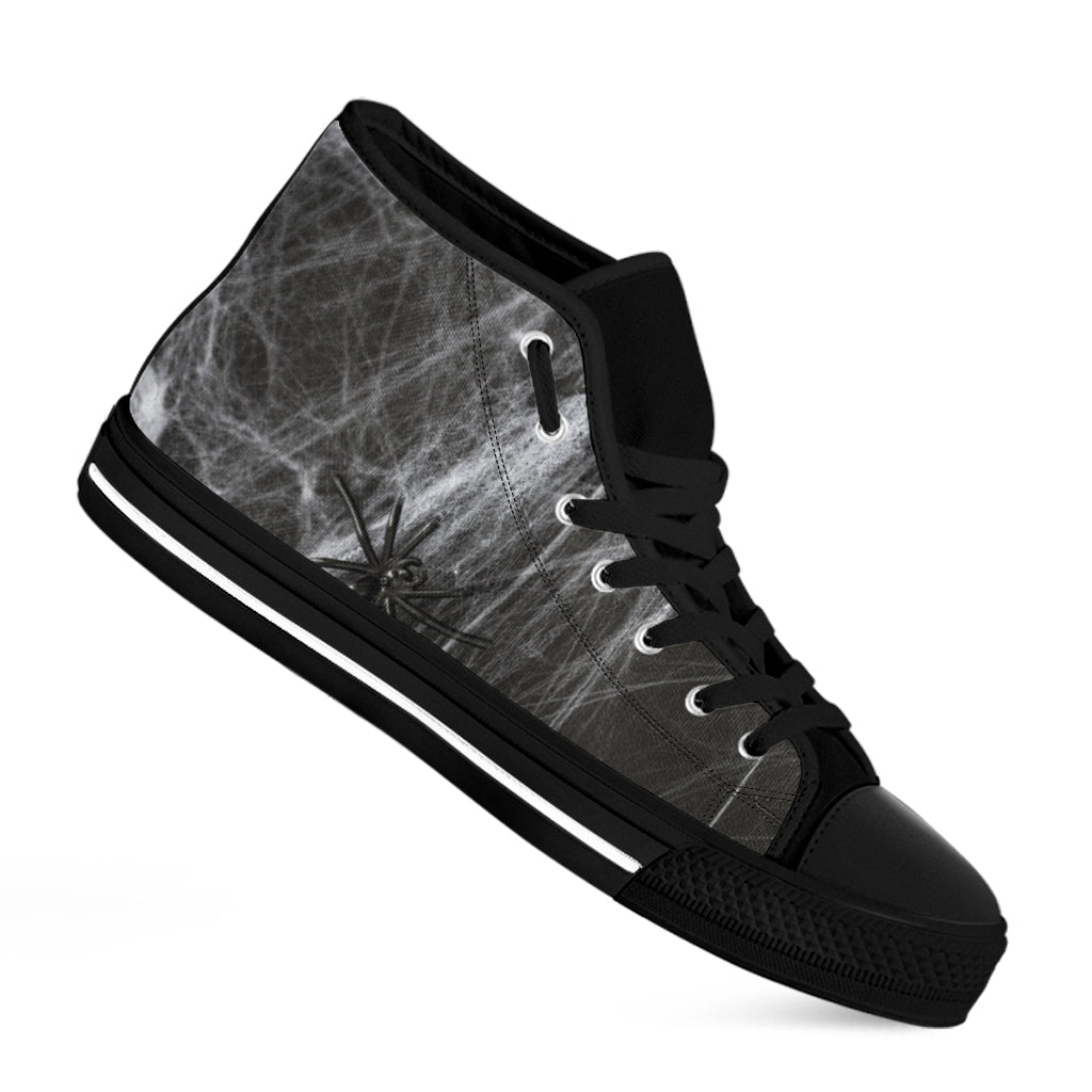 Toy Spiders And Cobweb Print Black High Top Sneakers – GearFrost