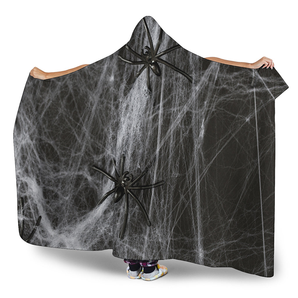 Toy Spiders And Cobweb Print Hooded Blanket – GearFrost