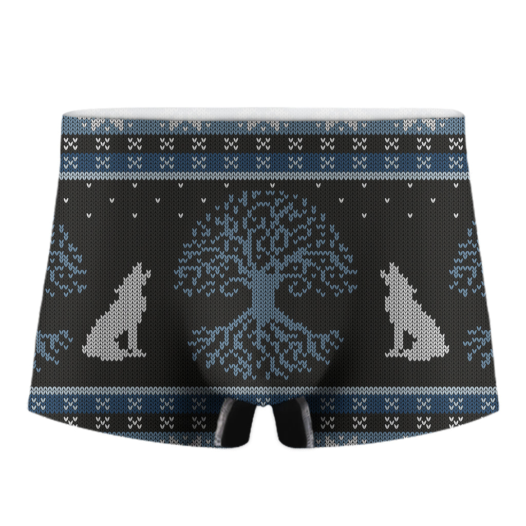 Tree Of Life And Howling Wolves Print Men's Boxer Briefs – GearFrost