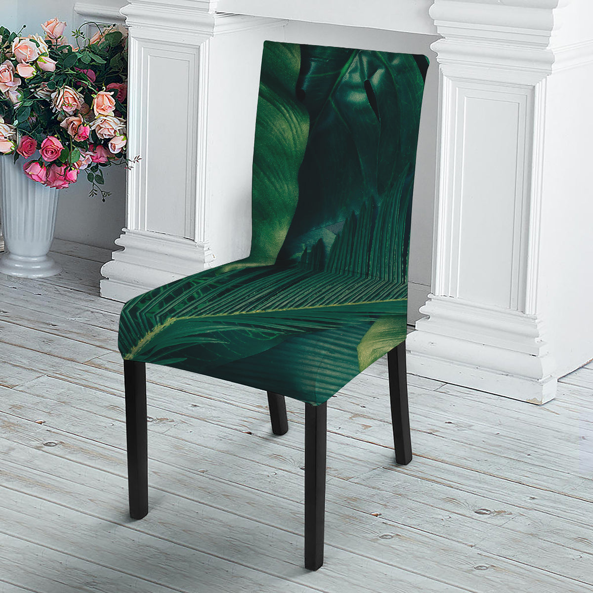 Tropical Green Leaves Print Dining Chair Slipcover – GearFrost
