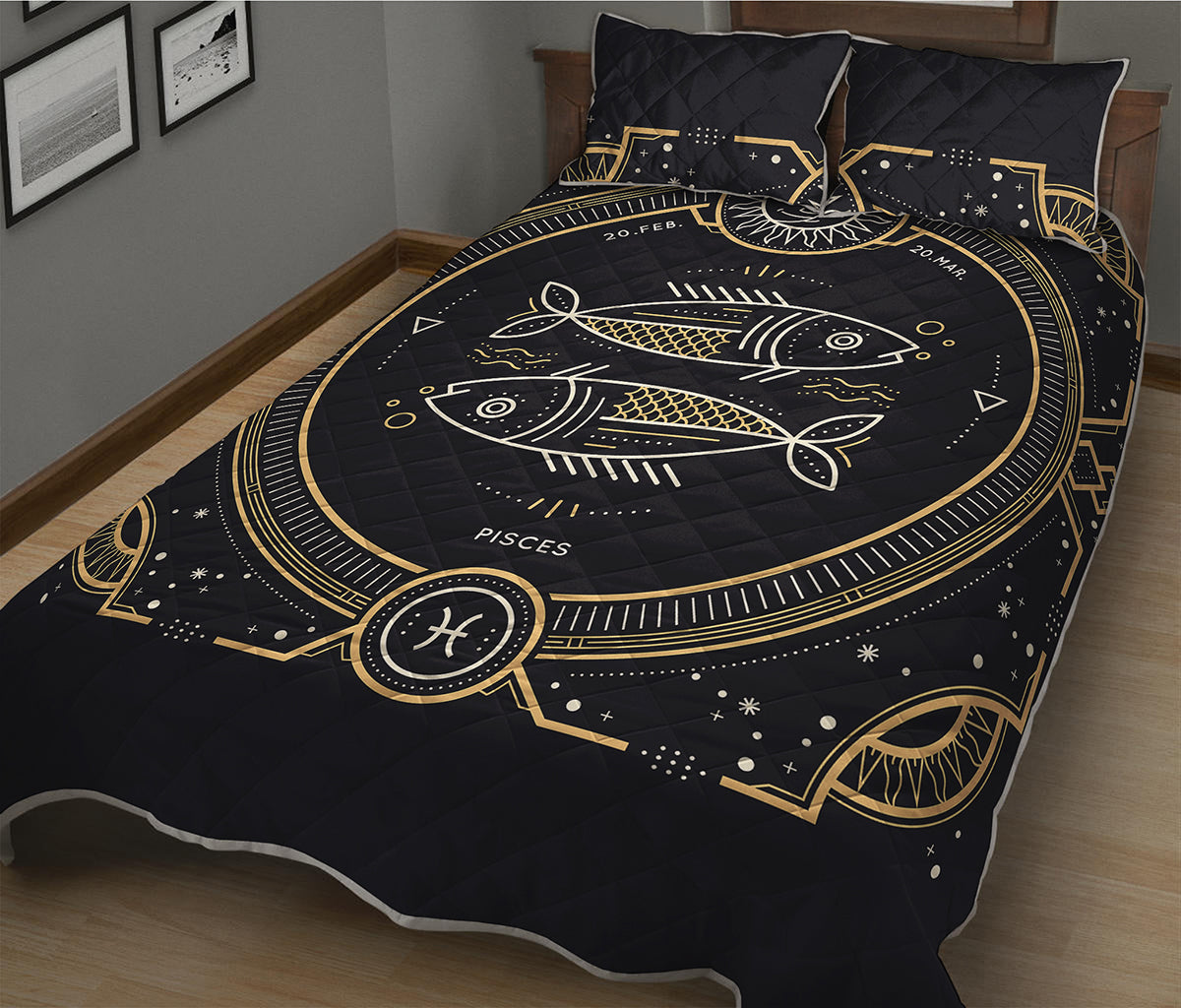Vintage Pisces Zodiac Sign Print Quilt Bed Set – GearFrost
