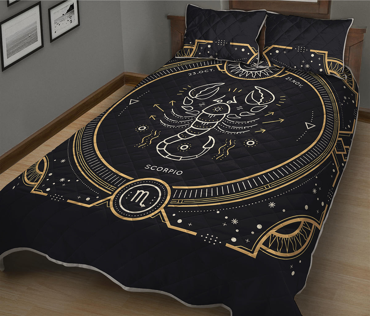 Vintage Scorpio Zodiac Sign Print Quilt Bed Set – GearFrost