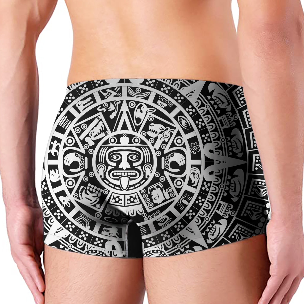 White And Black Maya Calendar Print Men's Boxer Briefs – GearFrost