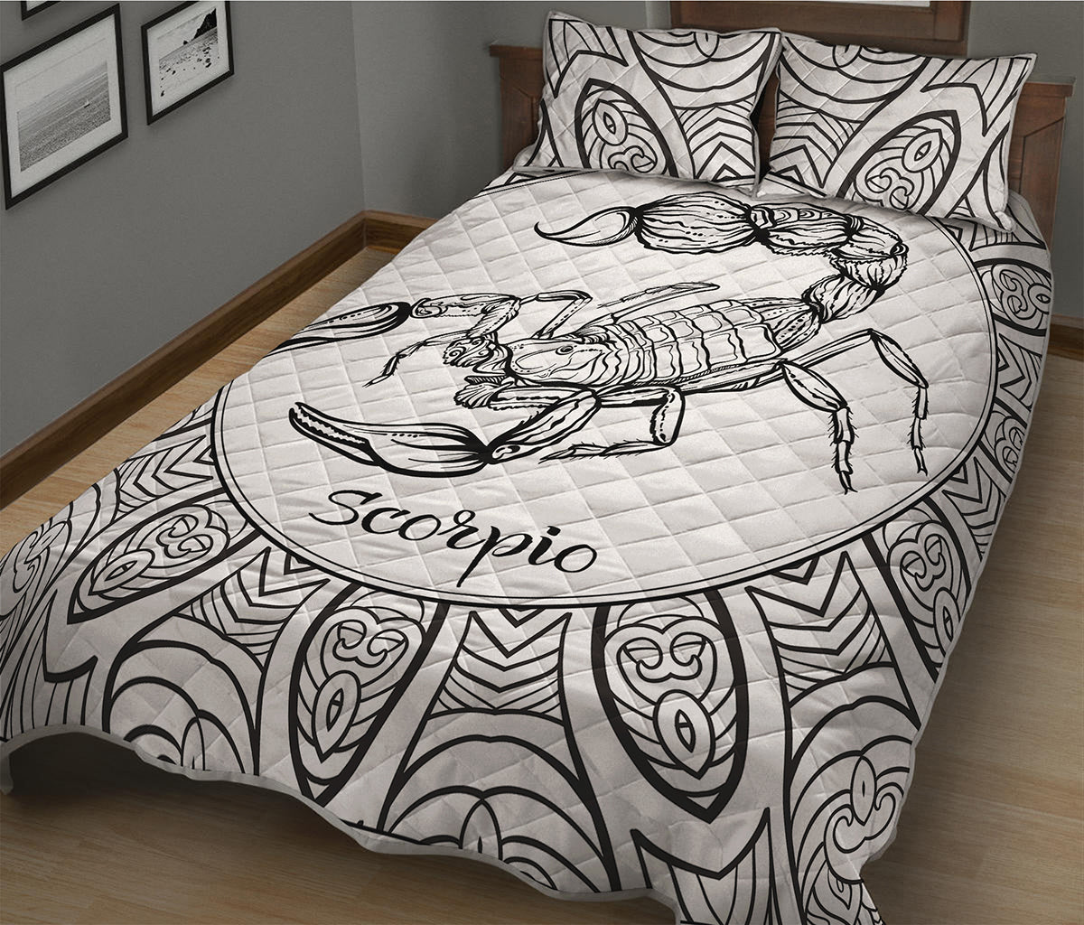 White And Black Scorpio Sign Print Quilt Bed Set – GearFrost