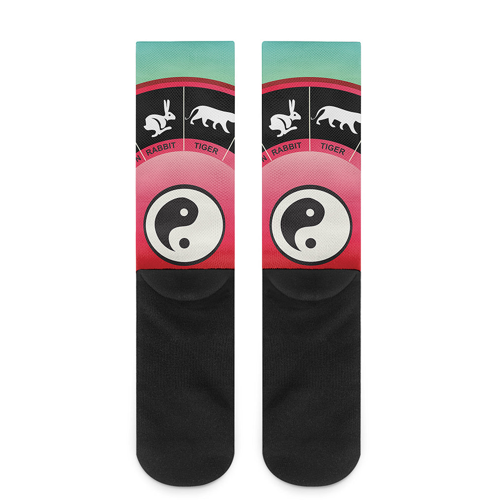Yin Yang Chinese Zodiac Signs Print Crew Socks – GearFrost
