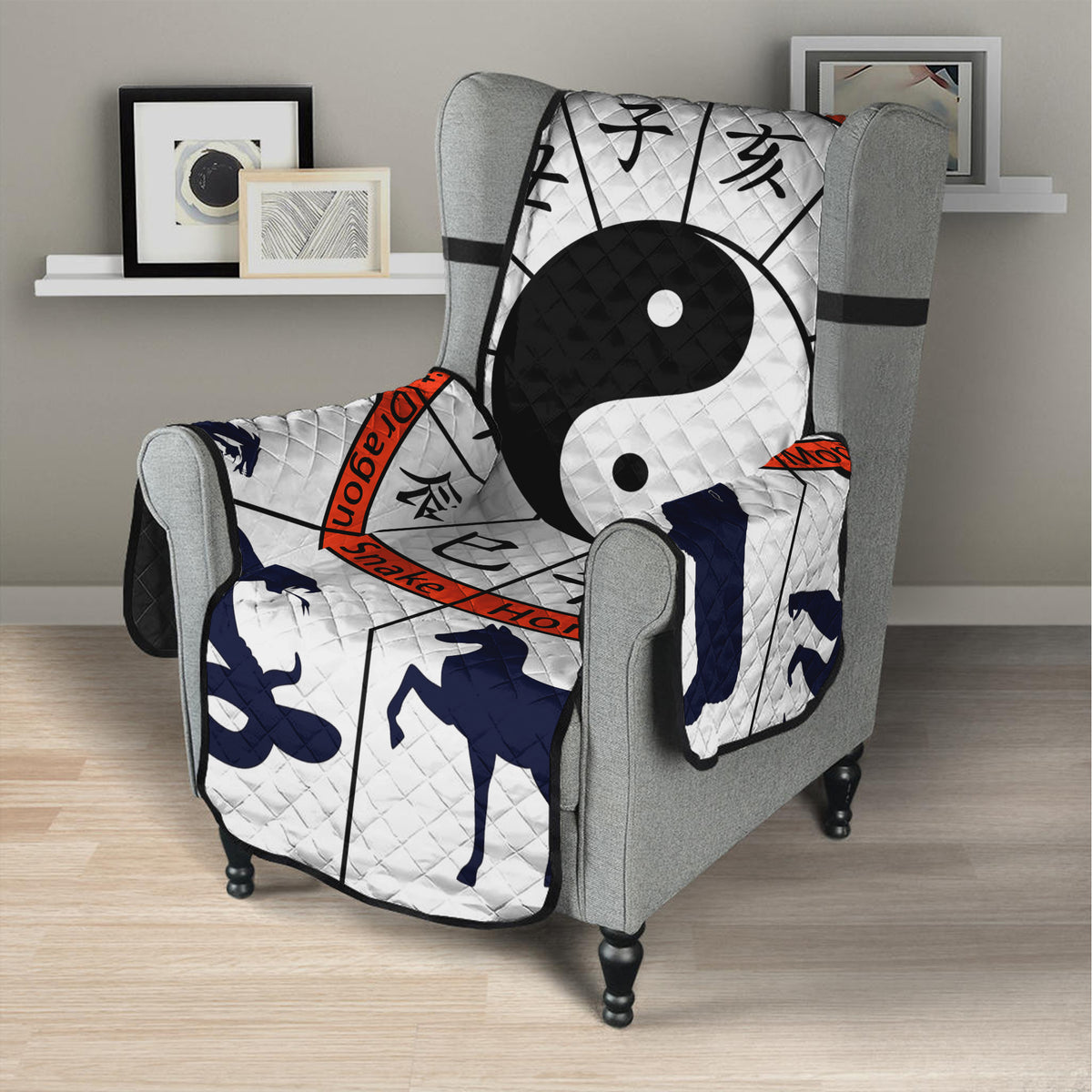 Yin Yang Chinese Zodiac Wheel Print Armchair Protector – GearFrost