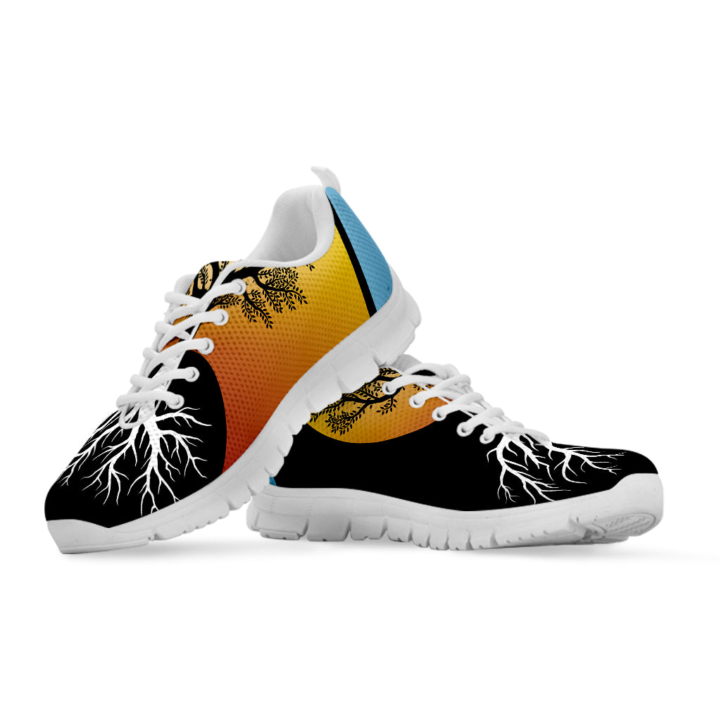 Yin Yang Tree Of Life Print White Running Shoes – GearFrost